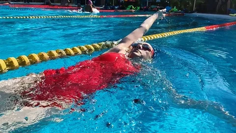 Backstroke training of Professional Swim... | Stock Video | Pond5