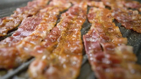 Bacon rashers on a barbecue grill | Stock Video | Pond5