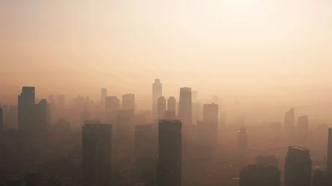 Bad air pollution and silhouette of skys... | Stock Video | Pond5