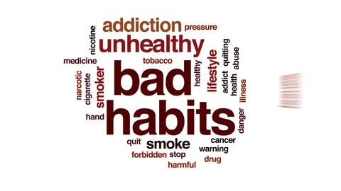 Bad habits animated word cloud, text des... | Stock Video | Pond5