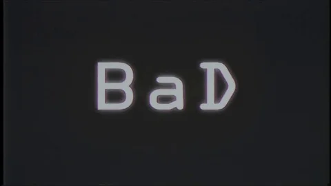 BAD word text on old computer tv vhs eff... | Stock Video | Pond5