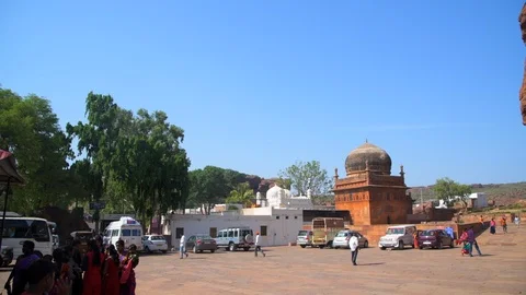 badami caves view mountains tourist plac... | Stock Video | Pond5