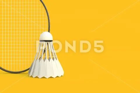 Badminton racket and shuttlecock on yellow background: Royalty Free ...