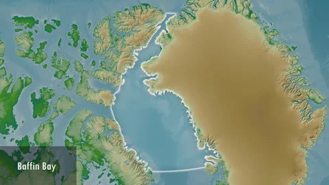 Baffin Bay. Physical map. Patterson Cyli... | Stock Video | Pond5