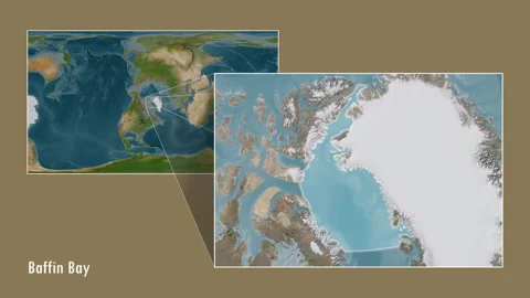Baffin Bay. Satellite map. Patterson Cyl... | Stock Video | Pond5
