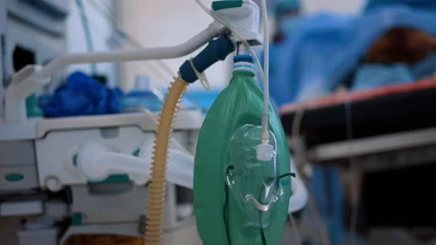 Bag valve mask hanging on the apparatus ... | Stock Video | Pond5