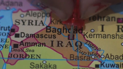 Baghdad, Iraq Map With Red Push Pin Poin... | Stock Video | Pond5