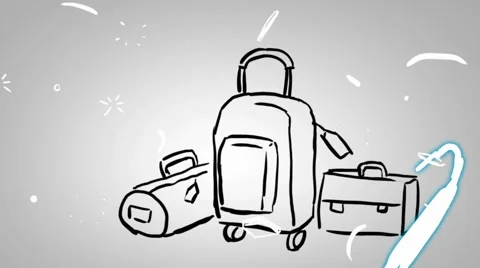 Bags - Animation - outline - White Backg... | Stock Video | Pond5