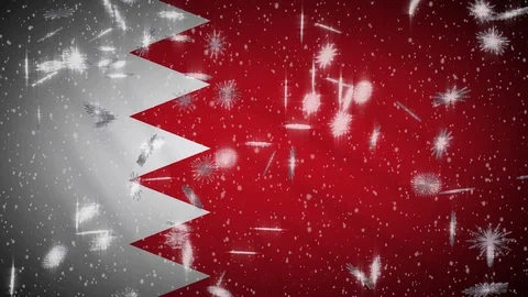 Bahrain flag falling snow loopable, New ... | Stock Video | Pond5