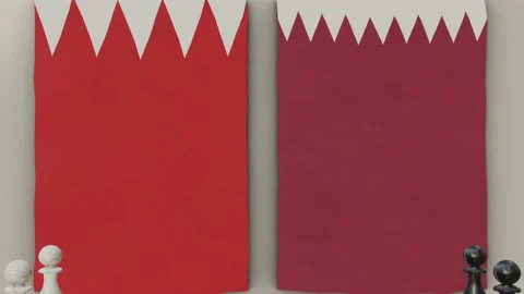 Bahrain vs Qatar at the chess board. | Stock Video | Pond5