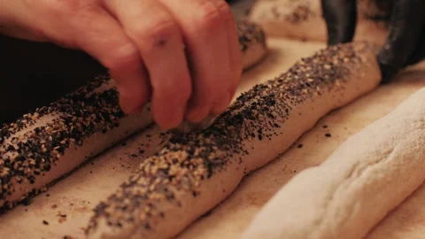 Bakery chef making fresh Artesian buns a... | Stock Video | Pond5