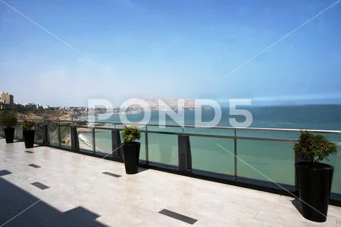 Balcony with metal railing and ceramic floor moderm arquitecture ...