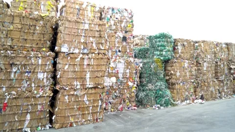 Baled Paper Trash For Recycling 4K Recyc... | Stock Video | Pond5
