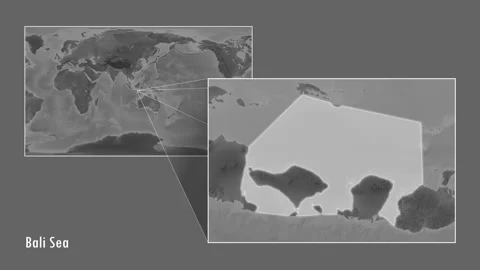 Bali Sea. Grayscale map. Patterson Cylin... | Stock Video | Pond5