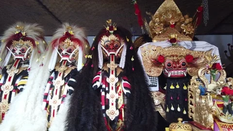 Balinese Masks of Celuluk Rangda and Bar... | Stock Video | Pond5