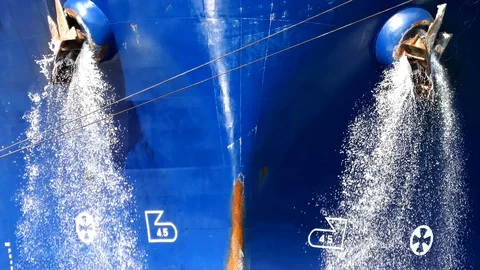 Ballast Water Discharge From Ship Blue B... | Stock Video | Pond5