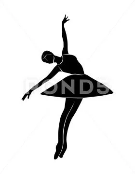 Ballet dancer full body shape, vector isolated shadow, simple black ...
