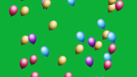 Balloon Flying Loop Animation on Green S... | Stock Video | Pond5