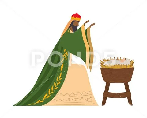 Balthazar and baby jesus vector design ~ Clip Art #121286795