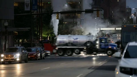 Baltimore Evening City Street and Steam ... | Stock Video | Pond5