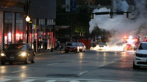 Baltimore Evening City Street and Steam ... | Stock Video | Pond5