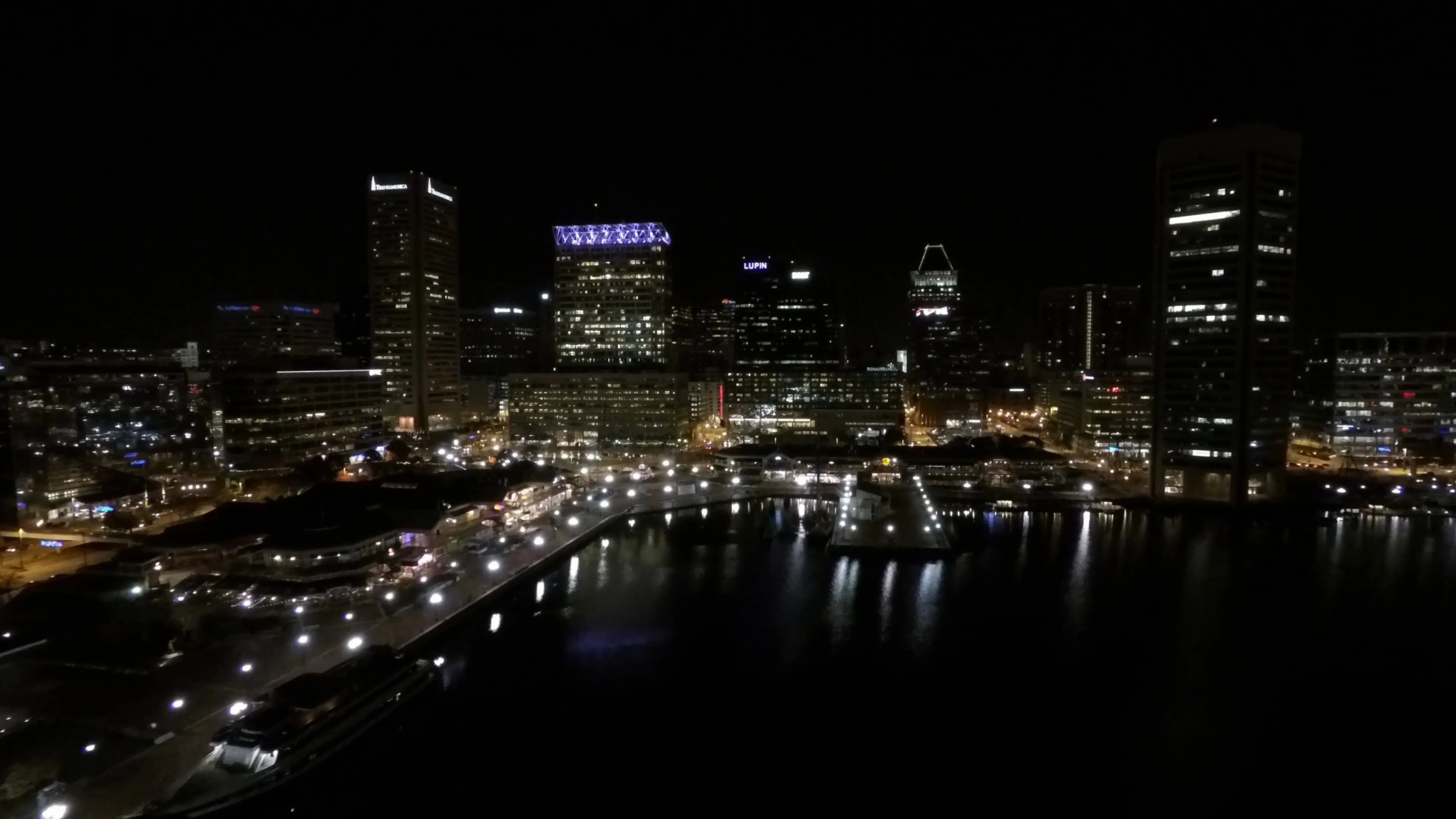 Baltimore Harbor At Night Inner Harbor Moonrise | Baltimore, MD