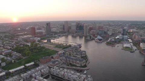Baltimore at Sunset, Skyline & Inner Har... | Stock Video | Pond5