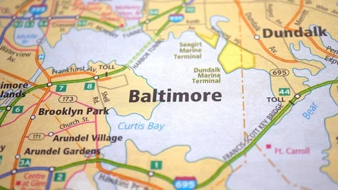 Baltimore on USA Road Map, Slider Shot | Stock Video | Pond5
