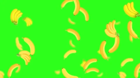 Bananas Falling on Green Background | Stock Video | Pond5