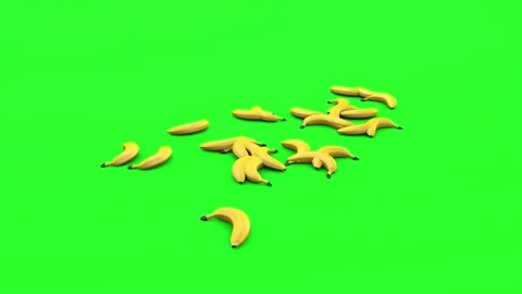 Bananas falling on a green screen. 3D an... | Stock Video | Pond5