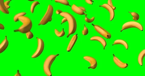 bananas falling - green screen | Stock Video | Pond5