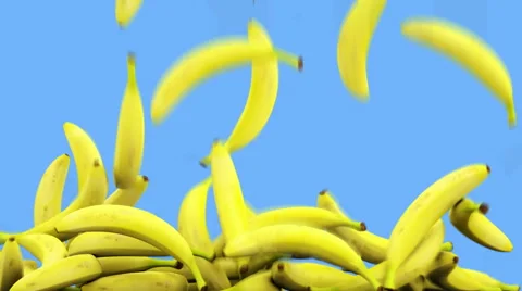 bananas falling . Realistic animation.Is... | Stock Video | Pond5