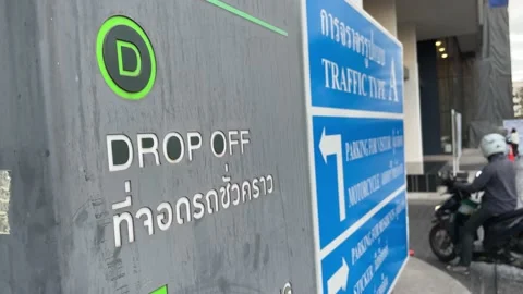 Bangkok - Drop off sign with delivery ma... | Stock Video | Pond5