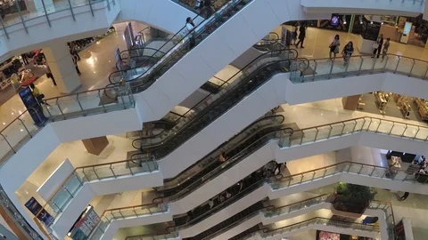 Bangkok multi level escalators in Centra... | Stock Video | Pond5