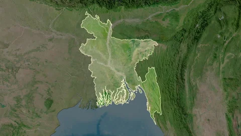 Bangladesh map - zoom. Regions. Satellit... | Stock Video | Pond5