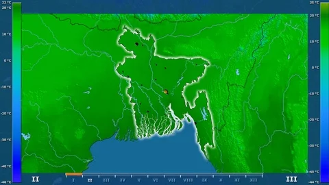 Bangladesh - minimum temperature, border... | Stock Video | Pond5