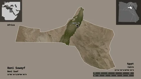 Bani Suwayf location. Egypt. Satellite m... | Stock Video | Pond5