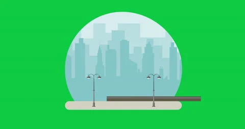 Bank building animation with a city back... | Stock Video | Pond5