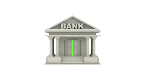 Bank Building Doors are Opens with Green... | Stock Video | Pond5