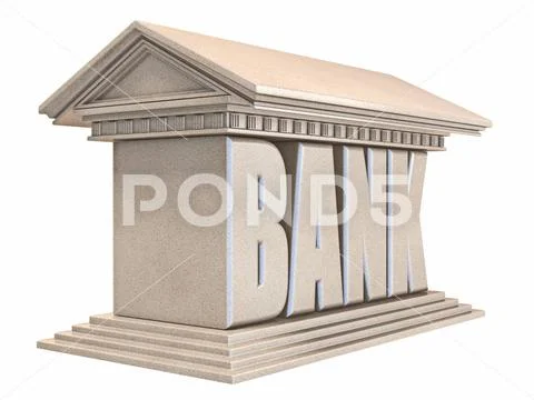 Bank building side view 3D Bank building side view 3D render ...
