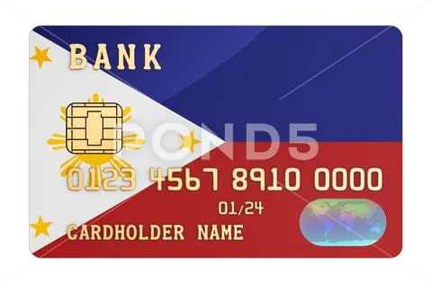 Bank credit card featuring Filipino flag. National banking system in ...