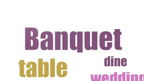 Banquet Tagcloud Animated Isolated On Wh... | Stock Video | Pond5
