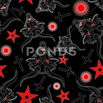 Baphomet Demon pattern seamless. Satanic background. Satan with goat ...
