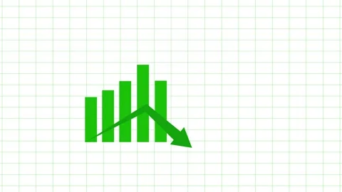Bar Chart with Downward Arrow on Green G... | Stock Video | Pond5