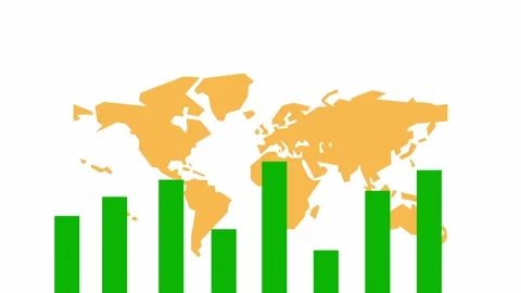 Bar chart graph with world map backgroun... | Stock Video | Pond5