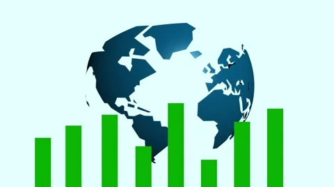Bar chart graph with world map backgroun... | Stock Video | Pond5
