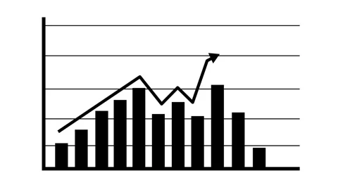 Bar Chart with Line Graph on Black Backg... | Stock Video | Pond5