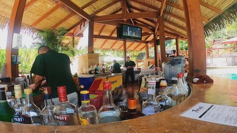 Bar at Costa Rica Tabacon resort and spa | Stock Video | Pond5