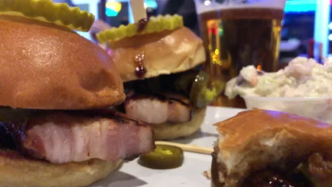 Bar Food Pork Belly Sliders 2(Clips) | Stock Video | Pond5