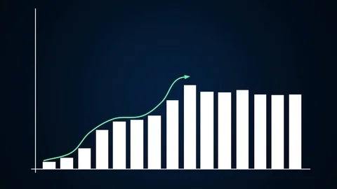 Bar graph and linear ascending graphs in... | Stock Video | Pond5